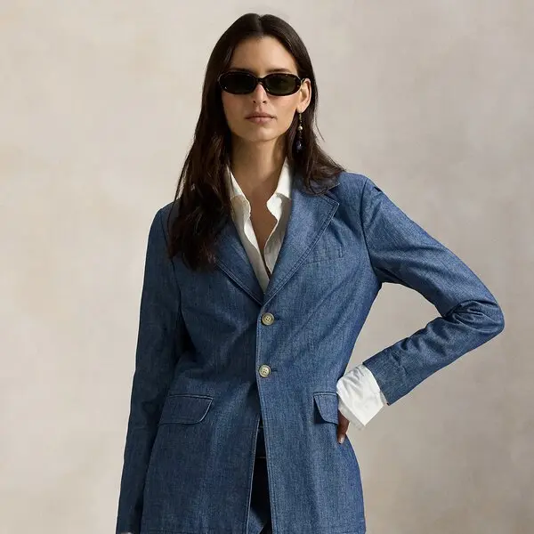 Ralph Lauren Single-breasted Chambray Blazer - Deep Chambray