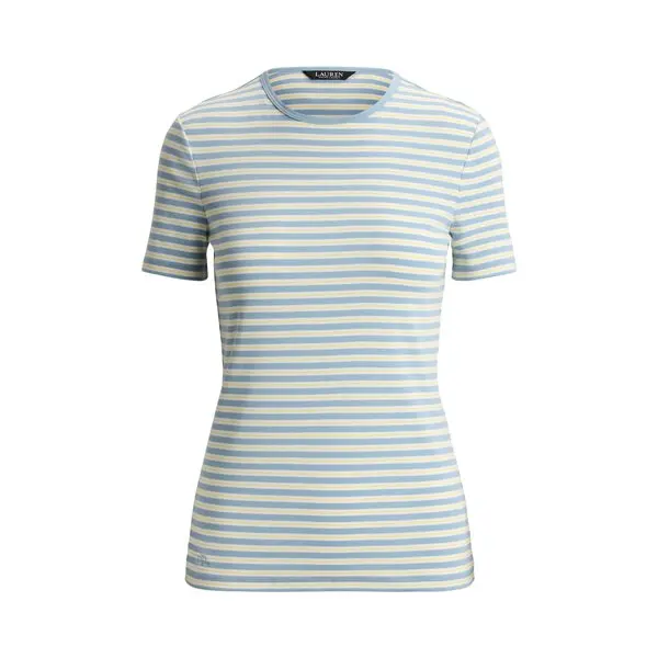 Ralph Lauren Striped Rib-knit Stretch Cotton Tee - Blue Note Multi