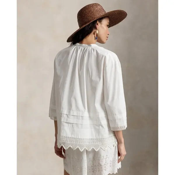 Ralph Lauren Crochet-trim Cotton Shirt