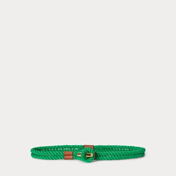 Ralph Lauren Eather-trim Rope Togge Skinny Bet - Green Topaz/lauren Tan