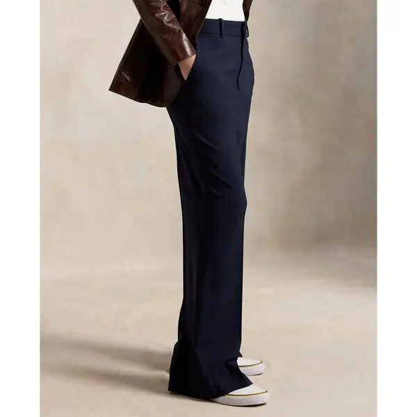 Ralph Lauren Beaton Stretch-wool Flared-leg Pants - Navy