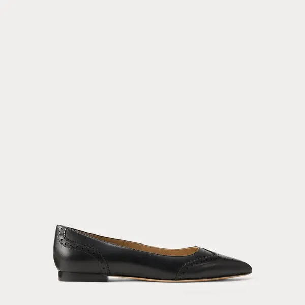 Ralph Lauren Loraine Perforated Leather Ballet Flat - Black