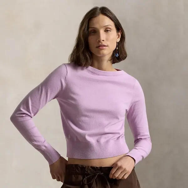 Ralph Lauren Cotton-blend Boatneck Sweater - Soft Lilac