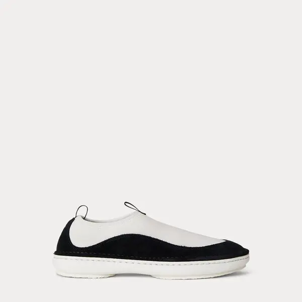 Ralph Lauren Suede-trim Neoprene Slip-on Sneakers - Deckwash White/black
