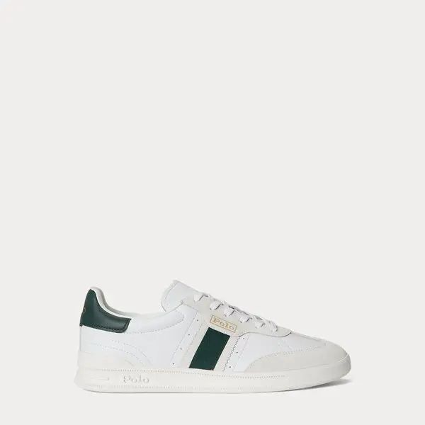 Ralph Lauren Heritage Aera Leather-suede Sneaker - Bianco/forest