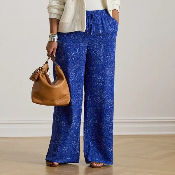 Ralph Lauren Paisley Crepe Wide-leg Pant - Blue Multi