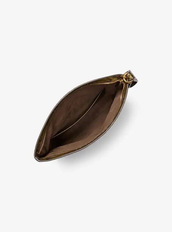Michael Kors Lily Snake Embossed Leather Foldover Clutch