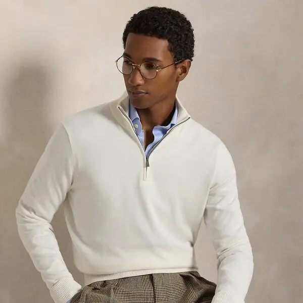 Ralph Lauren Cotton Quarter-zip Mockneck Sweater - Deckwash White