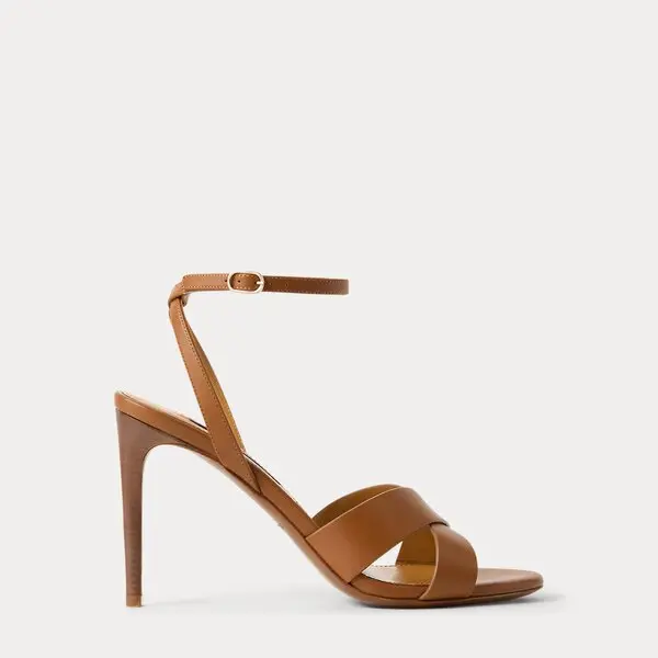 Ralph Lauren Cleary 95 Mm Calfskin Sandal - Rl Gold
