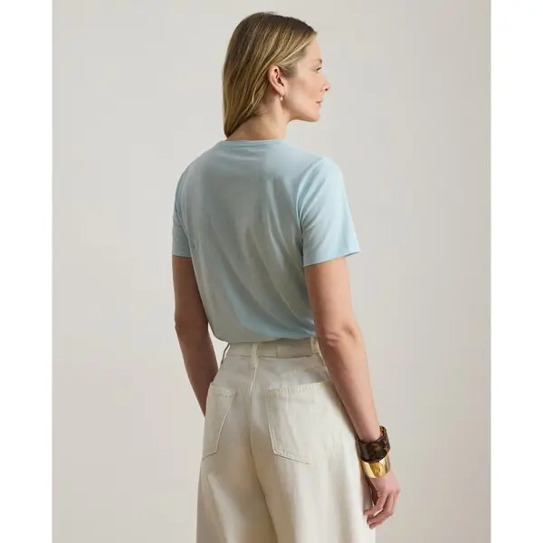 Ralph Lauren Embroidered-crest Cotton Jersey Tee - Light Blue Note