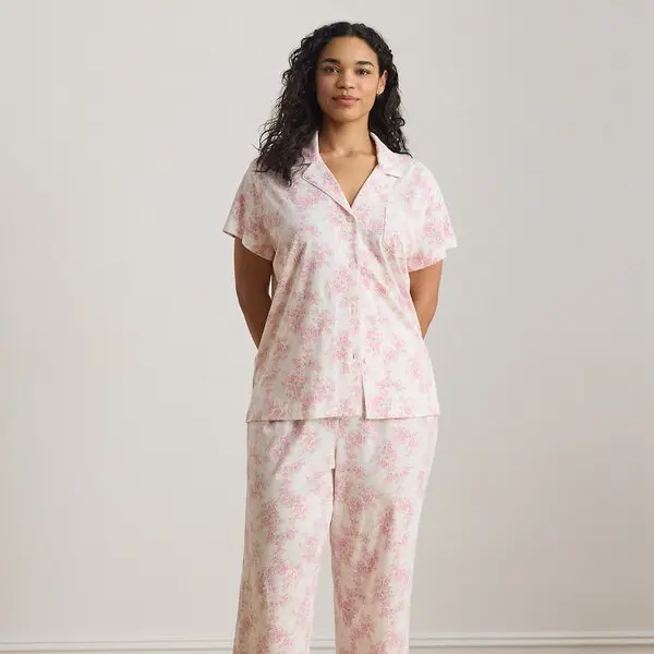 Ralph Lauren Floral Jersey Cropped Sleep Set - Pink Floral
