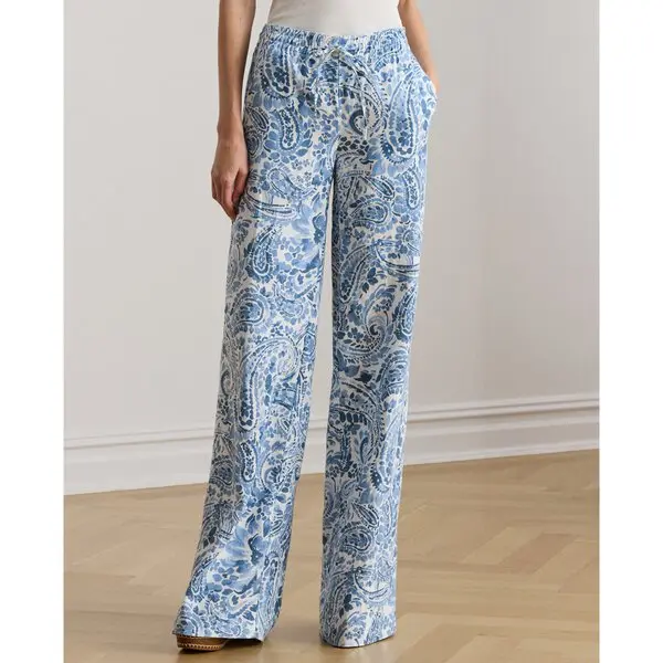 Ralph Lauren Paisley Linen Wide-leg Pants