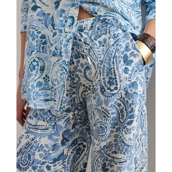 Ralph Lauren Paisley Linen Wide-leg Pants