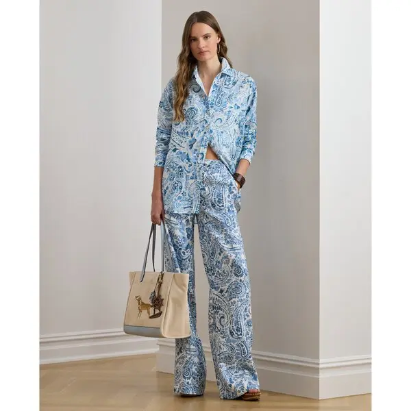 Ralph Lauren Paisley Linen Wide-leg Pants