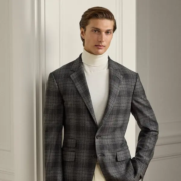 Ralph Lauren Kent Handmade Plaid Sport Coat - Dark Grey Multi