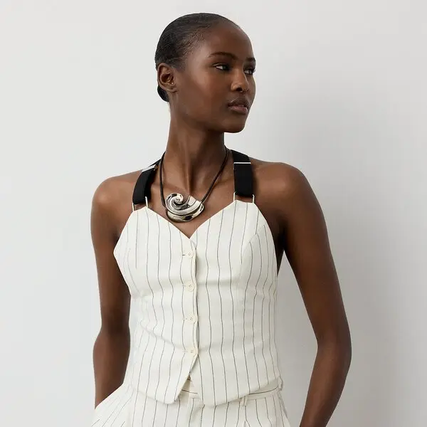 Ralph Lauren Donnella Striped Washed Bustier - Lux Cream/black