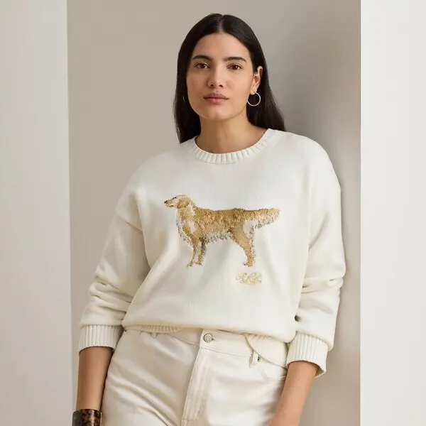 Ralph Lauren Intarsia-knit Golden Retriever Sweater - White Multi