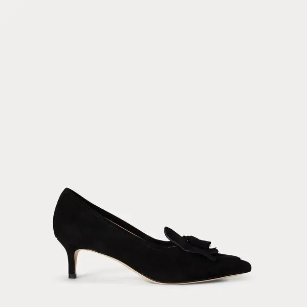 Ralph Lauren Adrienne Suede Kiltie Pumps - Black