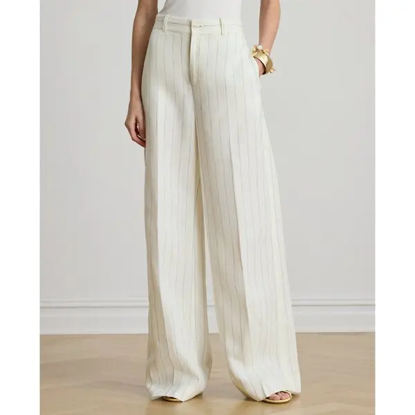 Ralph Lauren Striped Wide-leg Linen Pant