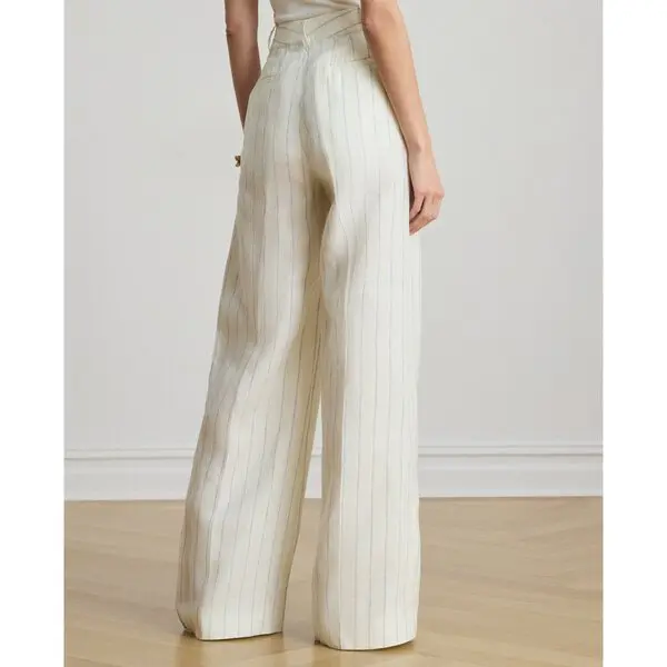 Ralph Lauren Striped Wide-leg Linen Pant