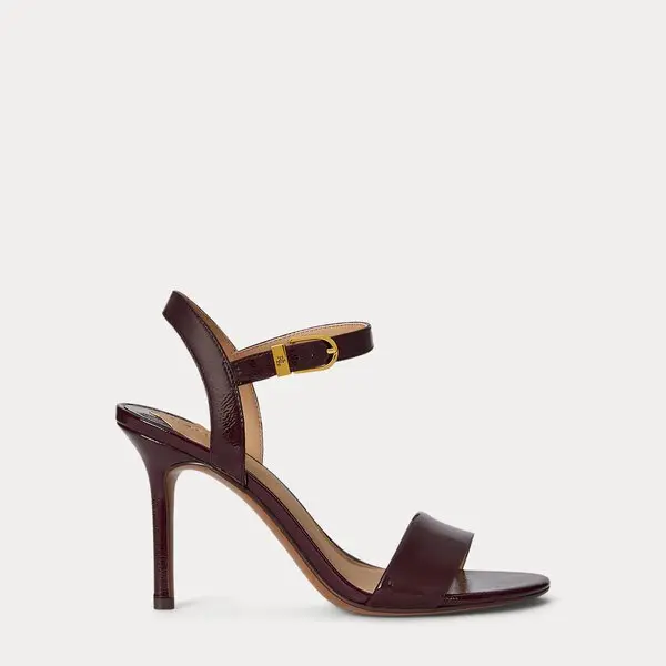 Ralph Lauren Gwen Crinkle Patent Leather Sandal - Dark Garnet