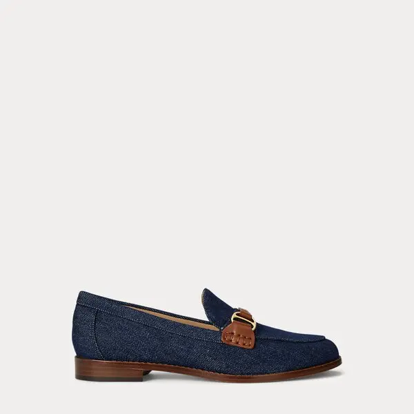 Ralph Lauren Tasha Leather-trim Denim Loafer - Vayra Wash/lauren Tan
