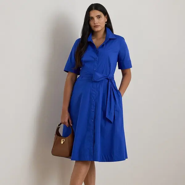 Ralph Lauren Belted Cotton-blend Shirt Dress - Cruise Royal