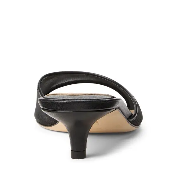 Ralph Lauren Francesca Leather & Mesh Mule Sandal - Black