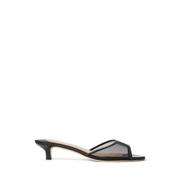 Ralph Lauren Francesca Leather & Mesh Mule Sandal - Black