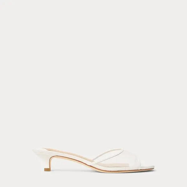 Ralph Lauren Francesca Leather & Mesh Mule Sandal - Snow White