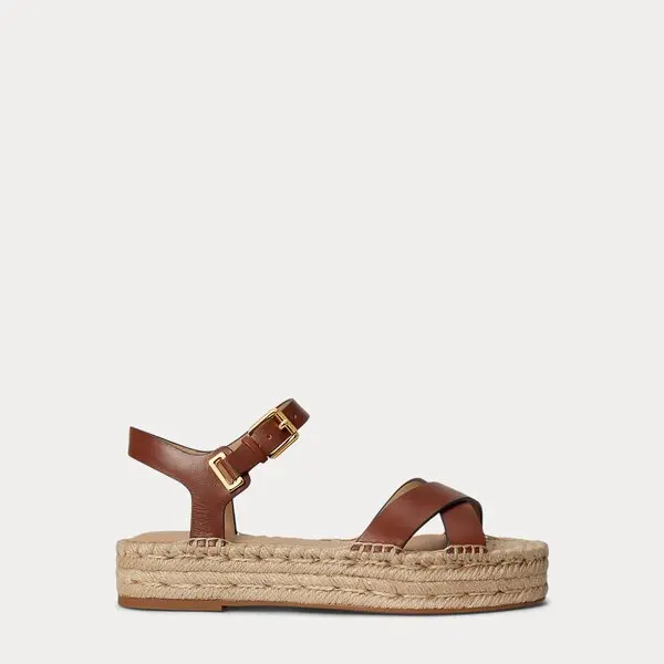 Ralph Lauren Emeryn Leather Espadrille - Lauren Tan