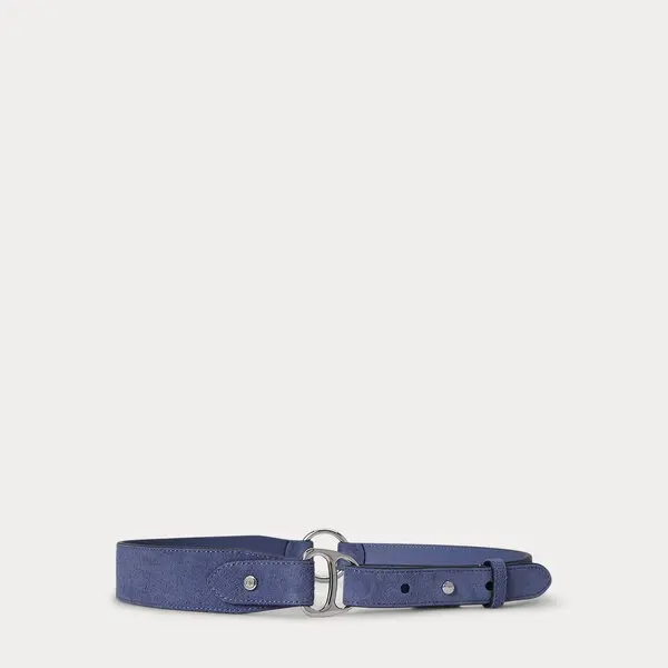 Ralph Lauren Equestrian D-ring Suede Belt - Carson Blue