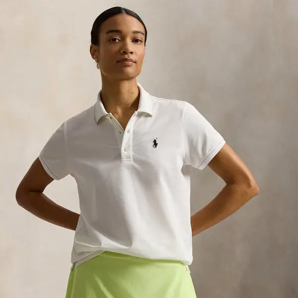 Ralph Lauren Tailored Fit Jersey Polo Shirt - White/lime/lilac