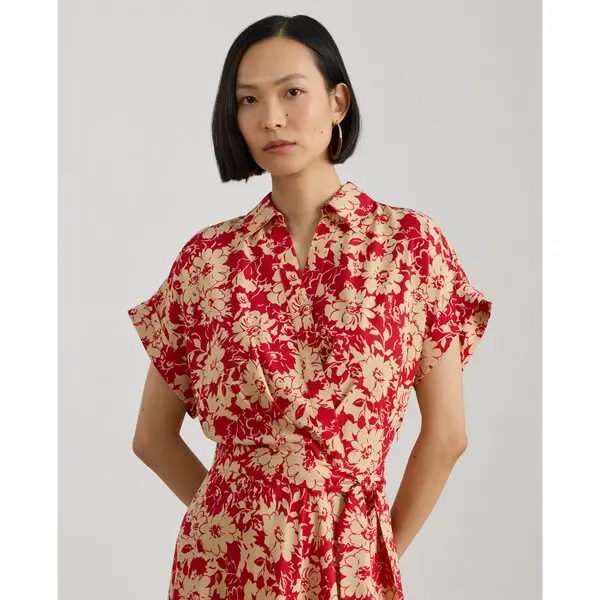Ralph Lauren Floral Belted Crepe Dress