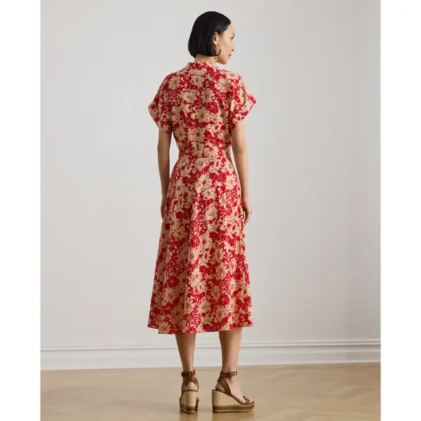 Ralph Lauren Floral Belted Crepe Dress