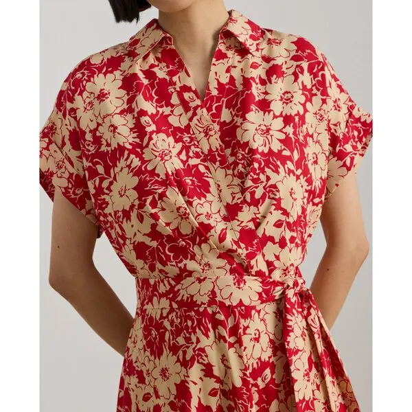 Ralph Lauren Floral Belted Crepe Dress
