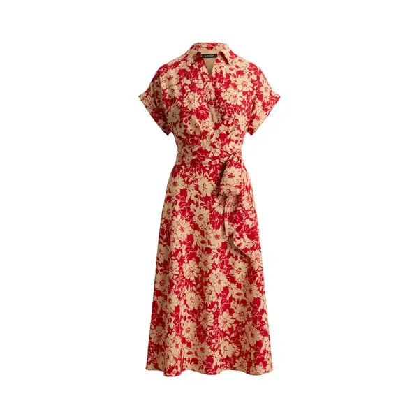 Ralph Lauren Floral Belted Crepe Dress