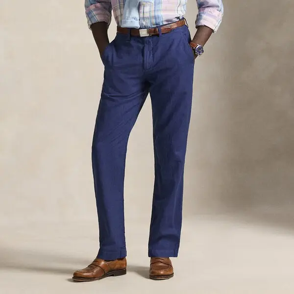 Ralph Lauren Bedford Classic Fit Linen-cotton Pant - Dusty Azure