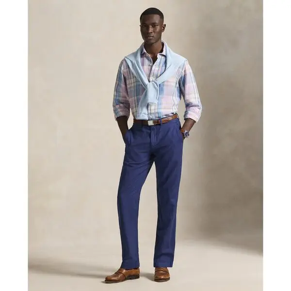 Ralph Lauren Bedford Classic Fit Linen-cotton Pant - Dusty Azure