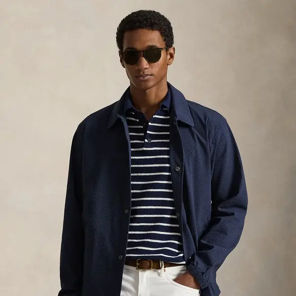 Ralph Lauren Seersucker Coach’s Jacket - Newport Navy/collection Navy