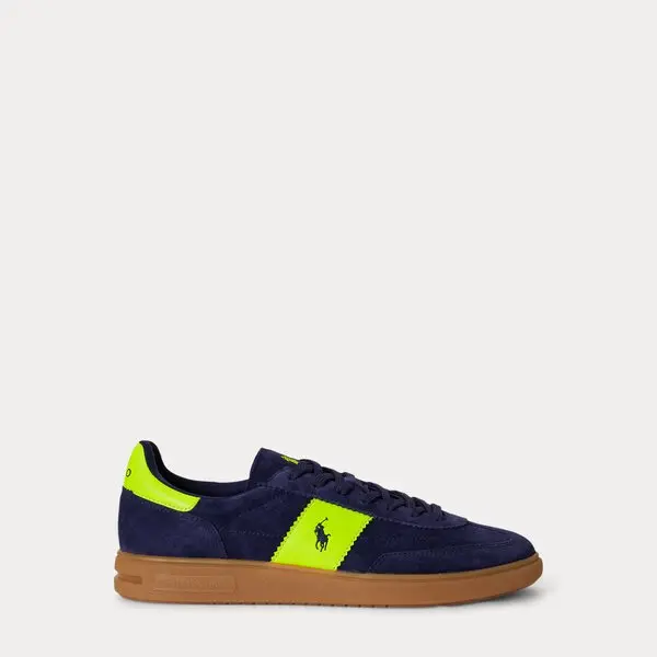 Ralph Lauren Bedford Suede Sneaker - Navy/safety Yellow