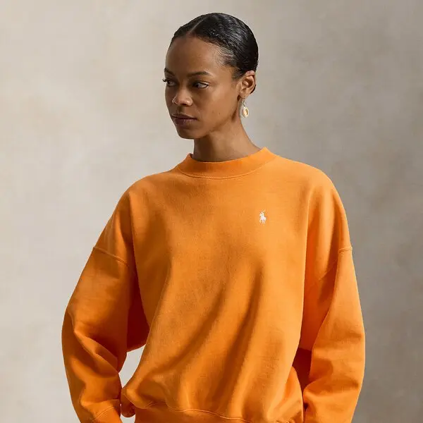 Ralph Lauren Over Back-logo Fleece Crewneck - Solar Orange