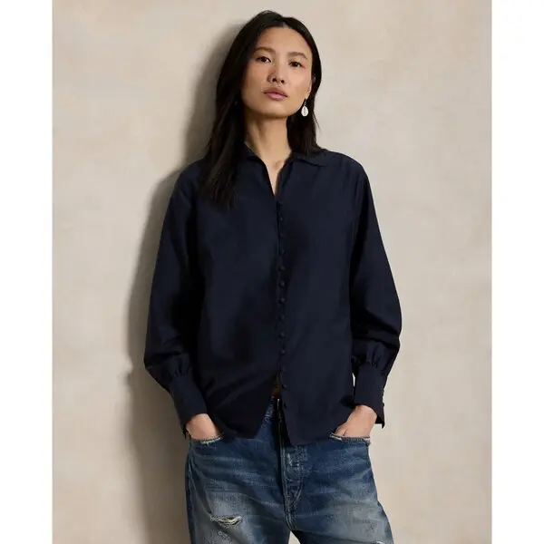 Ralph Lauren Cotton-silk Button Down Shirt - Atlantic