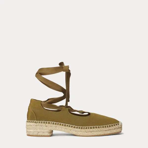 Ralph Lauren Grosgrain Lace-up Espadrille - Bronze