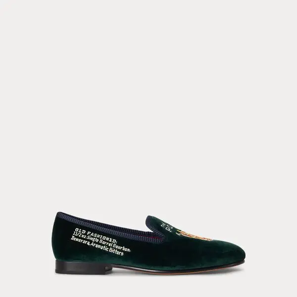 Ralph Lauren Paxton Polo Bar Velvet Slipper - Green