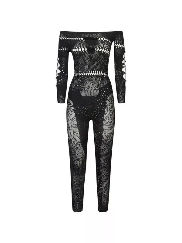 POSTER GIRL Off-shoulder Lace Jumpsuit - Black