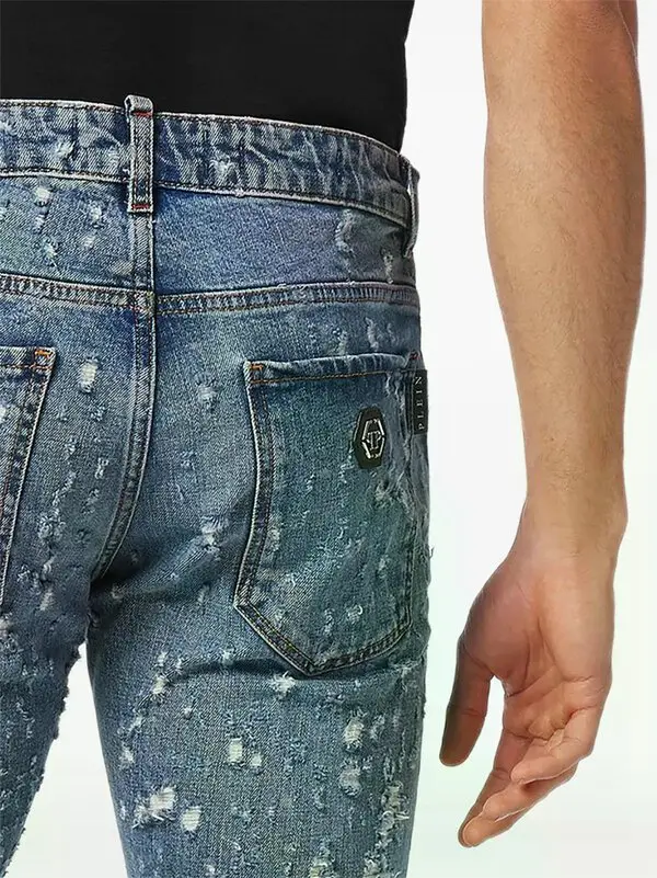 Philipp Plein Slim-fit Distressed Jeans - Blue