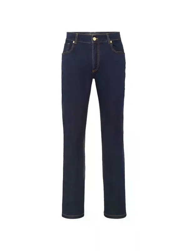 BILLIONAIRE Embroidered Five-pocket Jeans - Blue