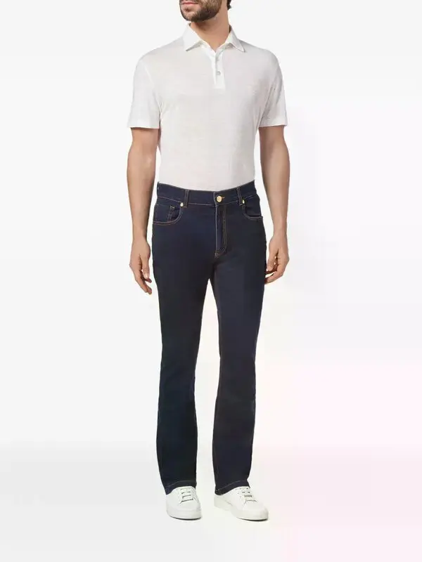 BILLIONAIRE Embroidered Five-pocket Jeans - Blue