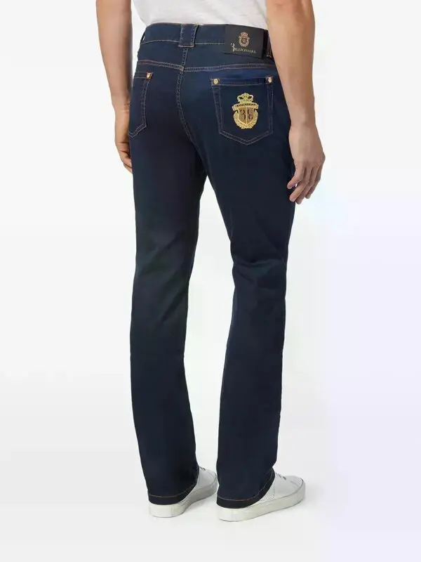 BILLIONAIRE Embroidered Five-pocket Jeans - Blue